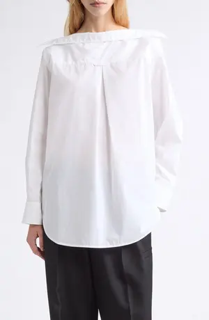 MELITTA BAUMEISTER Pointy Collar Cotton Pullover Shirt - White