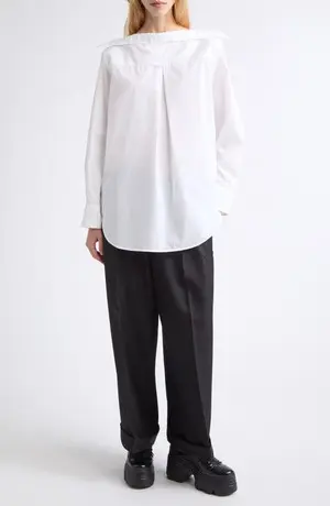 MELITTA BAUMEISTER Pointy Collar Cotton Pullover Shirt
