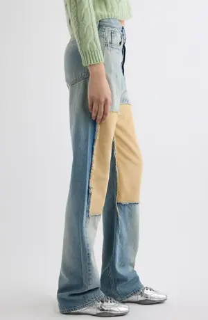 Acne Studios Pazer Suede Panel Straight Leg Jeans