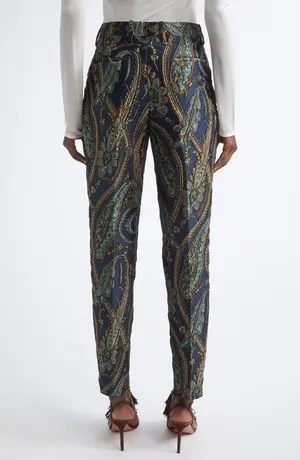 Etro Bristol Paisley Jacquard Slim Leg Ankle Pants