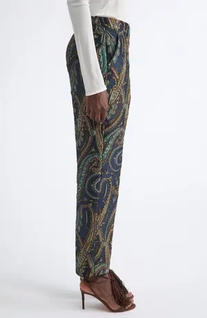 Etro Bristol Paisley Jacquard Slim Leg Ankle Pants