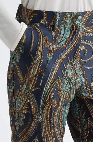Etro Bristol Paisley Jacquard Slim Leg Ankle Pants