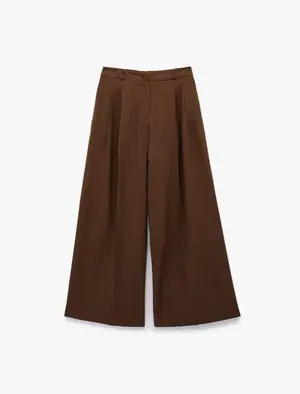 Koton Linen Blend Wide Leg Pants With Pleat