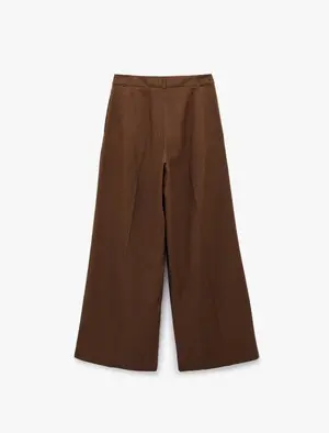 Koton Linen Blend Wide Leg Pants With Pleat