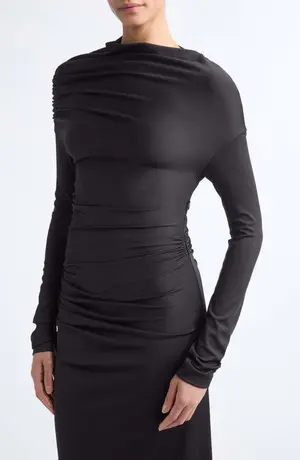 Victoria Beckham Draped Long Sleeve Column Gown