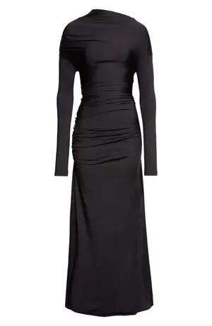 Victoria Beckham Draped Long Sleeve Column Gown