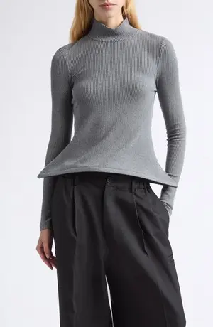 MELITTA BAUMEISTER Pointy Turtleneck Ribbed Sweater - Grey