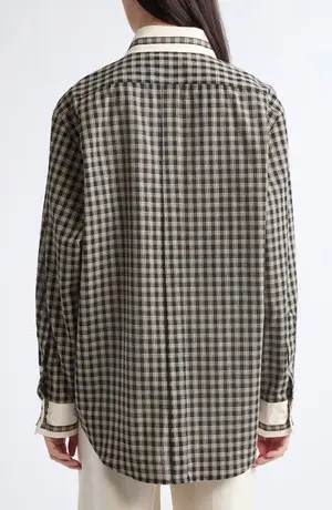 TANNER FLETCHER Gender Inclusive Pippa Trimmed Bordered Check Button-up Shirt