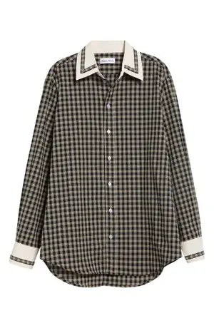TANNER FLETCHER Gender Inclusive Pippa Trimmed Bordered Check Button-up Shirt