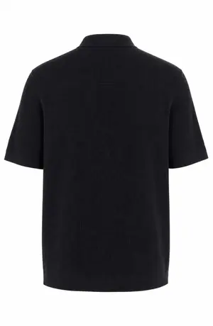 MODENAIRE Textured Knit Short Sleeve Quarter Zip Polo Shirt