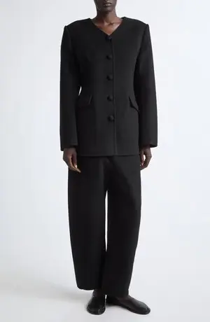LISA YANG Wool & Cashmere Tailored V Neck Blazer