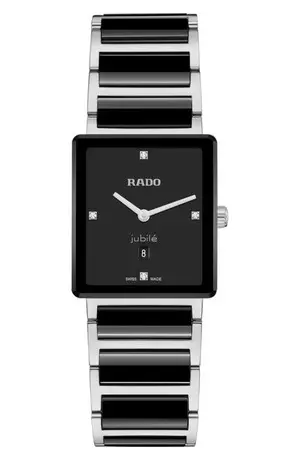 RADO Integral Diamond Bracelet Watch - Black Lacquered