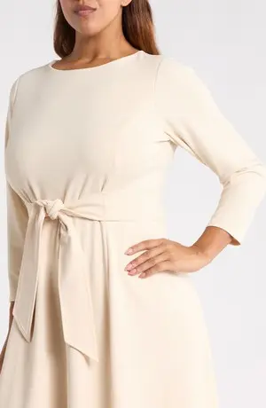 Anne Klein Tie Waist Scuba Midi Dress