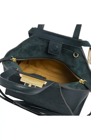 KENNETH COLE Crosby Small Leather & Haircalf Satchel - Loden