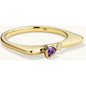 Mejuri Puzzle Stacking Ring - Gold/amethyst