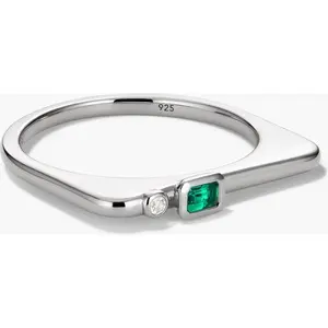 Mejuri Puzzle Stacking Ring - Silver/lab Grown Emerald