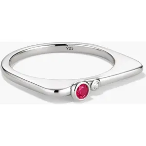 Mejuri Puzzle Stacking Ring - Silver/lab Grown Ruby