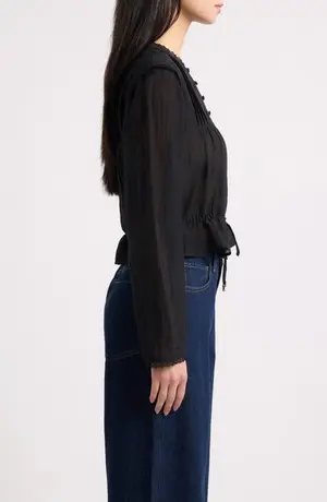 Love The Label Hadley Pintuck Lace Cotton Blend Top