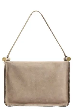 KENNETH COLE Highline Large Leather Shoulder Bag - Taupe