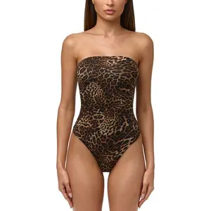 Naked Wardrobe Naked Strapless Tube Bodysuit - Spotted Leopard