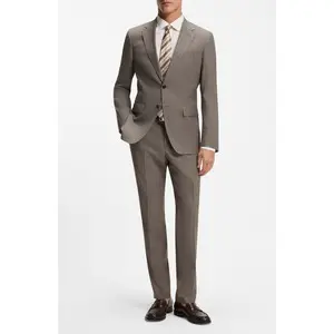 BOSS Huge Stretch Virgin Wool Suit - Dark Beige