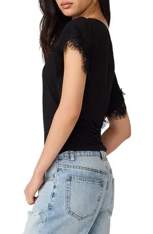 Steve Madden Paloma Lace Sleeve Knit Top