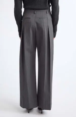 Victoria Beckham Ethel Wide Leg Virgin Wool Trousers