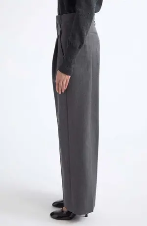 Victoria Beckham Ethel Wide Leg Virgin Wool Trousers