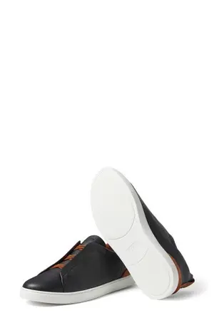 Zegna Triple Stitch™ Leather Slip-on Sneaker