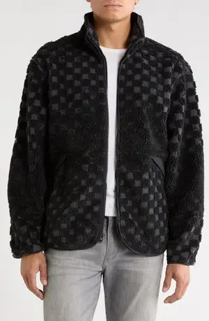 VANS Nights Check High Pile Zip Front Jacket - Black