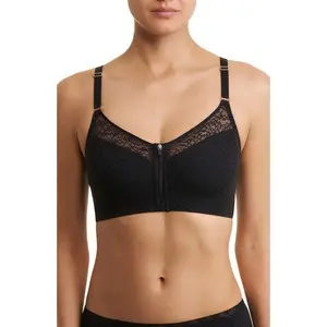 Natori Pretty Smooth Zip Front Prosthetic Bra - Black