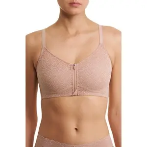 Natori Pretty Smooth Zip Front Prosthetic Bra - Buff