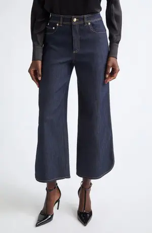 Cinq À Sept Delphy High Waist Crop Wide Leg Jeans - Indigo