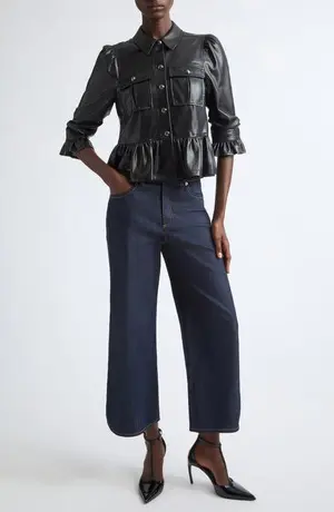Cinq À Sept Delphy High Waist Crop Wide Leg Jeans
