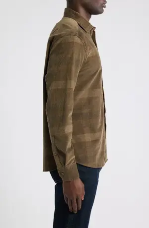 Robert Barakett Daban Long Sleeve Stretch Cotton Button Up Shirt - Brown