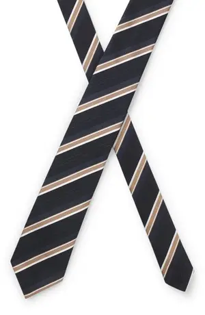 BOSS Striped Silk Blend Tie - Black