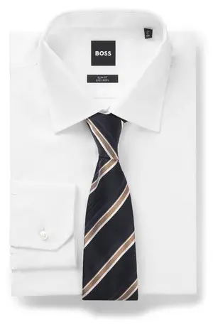 BOSS Striped Silk Blend Tie - Black