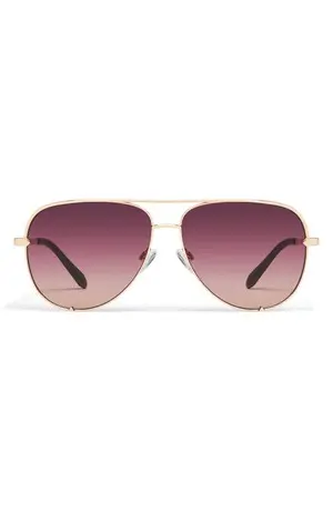 Quay High Key 64mm Extra Large Aviator Sunglasses Gold/iris Doe