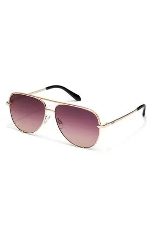 Quay High Key 64mm Extra Large Aviator Sunglasses - Gold/iris Doe