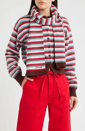 FRNCH Shibuya Striped Cardigan - Rouge