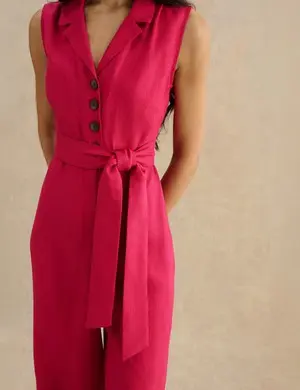 HOBBS LONDON Destiny Collared Linen Jumpsuit