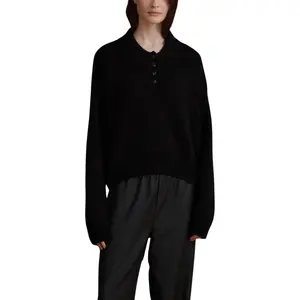 VIR VITA Frida Polo Cashmere Sweater - Black
