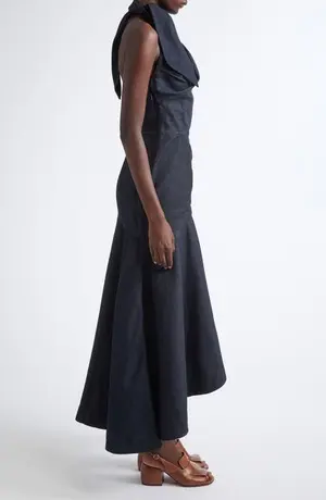 Zimmermann Valiant Draped Denim Halter Dress