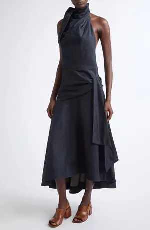Zimmermann Valiant Draped Denim Halter Dress