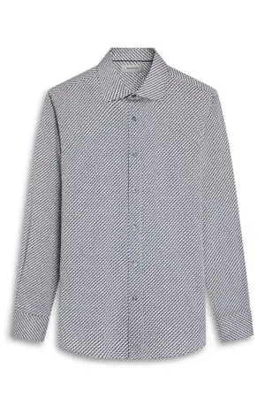 Bugatchi Axel Shaped Printed Long Sleeve Button Up Shirt - Teal