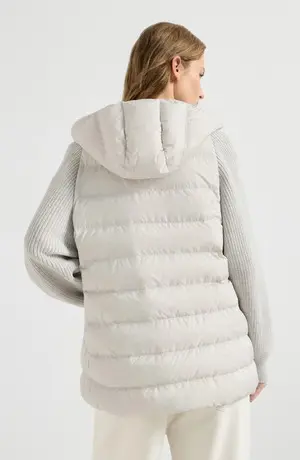 Brunello Cucinelli Water-resistant Matte Nylon Hooded Down Jacket With Virgin Wool