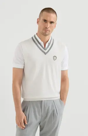Brunello Cucinelli Cotton Knit Vest With Logo