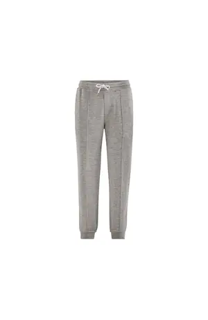 Brunello Cucinelli Cashmere And Silk French Terry Trousers With Crête Detail And Elasticated Zipper Cuffs - Grey