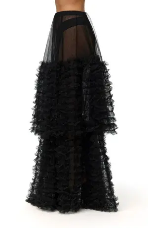 Naked Wardrobe Tiered Ruffle Tulle Maxi Skirt
