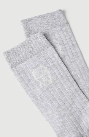 Brunello Cucinelli Cotton Chalk Stripe Effect Socks With Logo